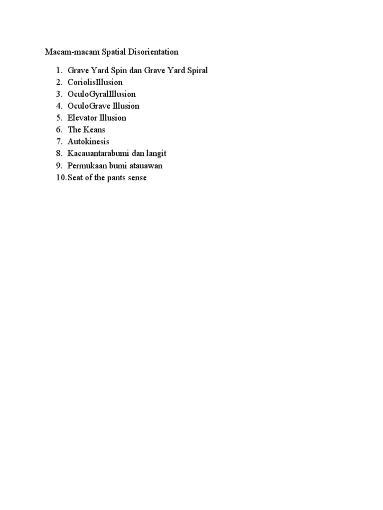 Macam-Macam Spatial Disorientation | PDF | Young Adult