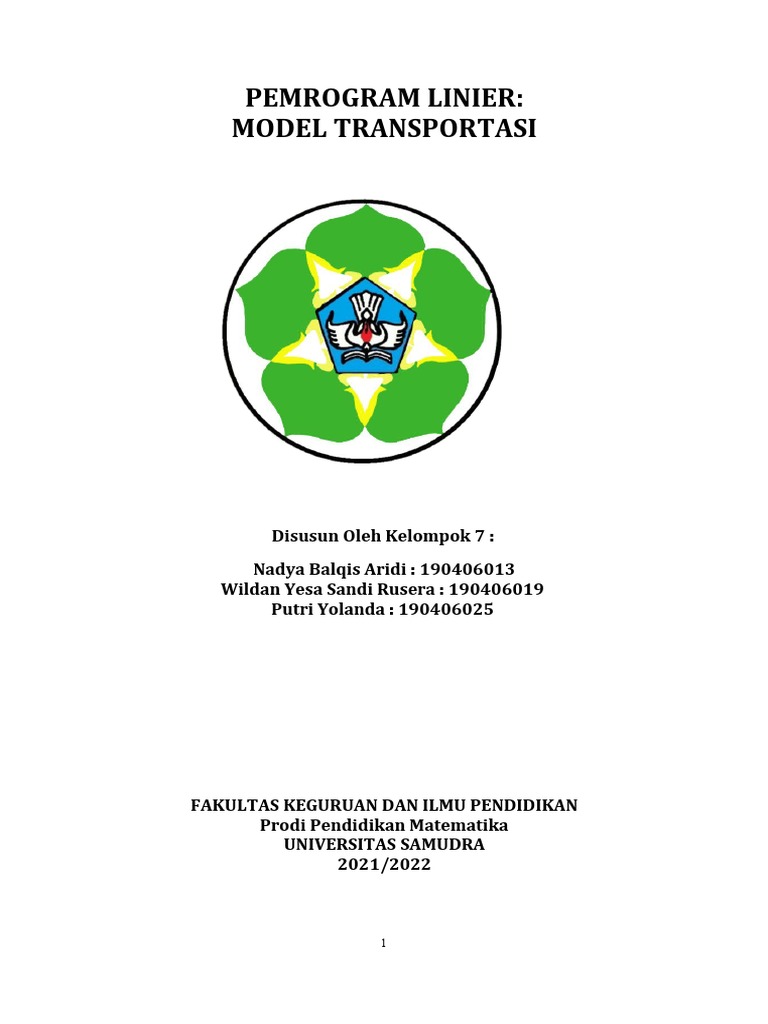 Model Transportasi dalam Pemrograman Linier | PDF | Pengelolaan ...