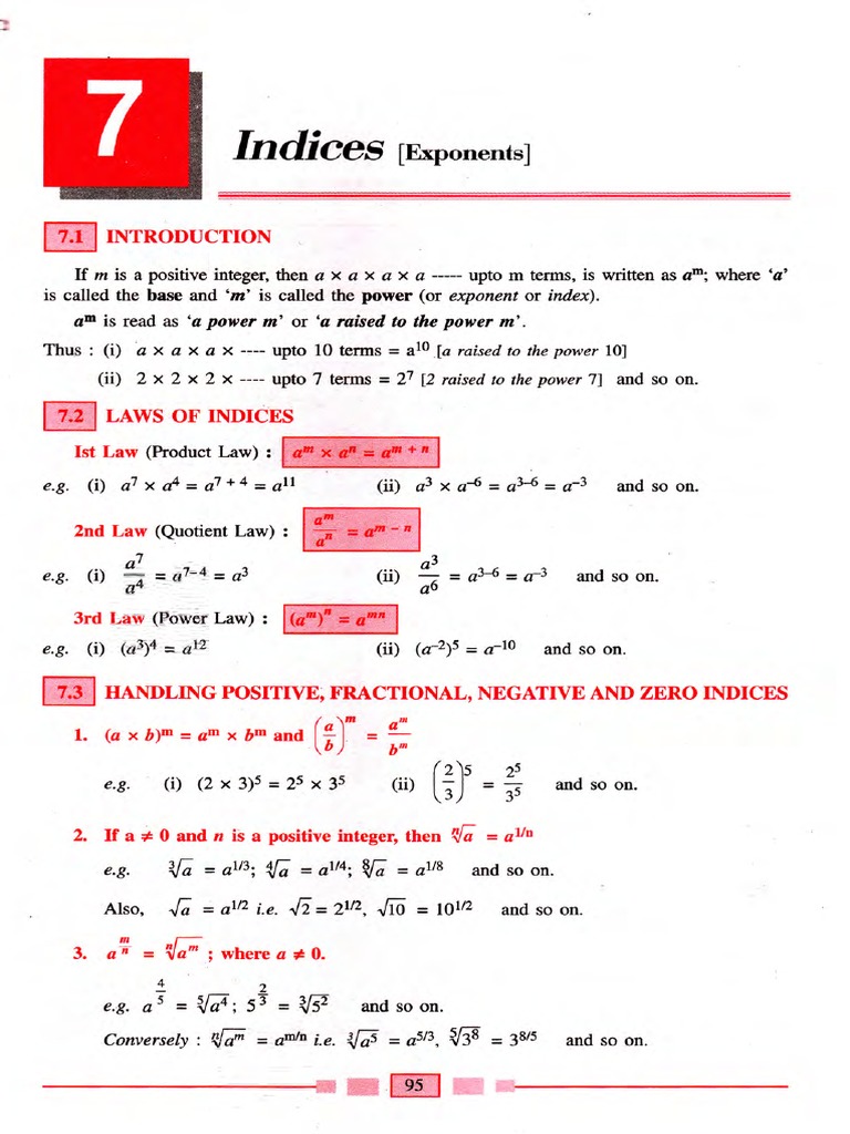 07-Indices (Exponents) | PDF