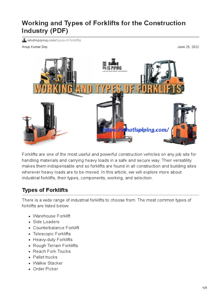 Forklift Types for Construction Sites | PDF | Forklift | Truck