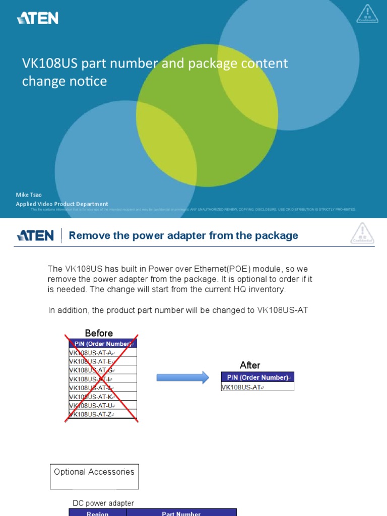VK108US Package Change Notice | PDF
