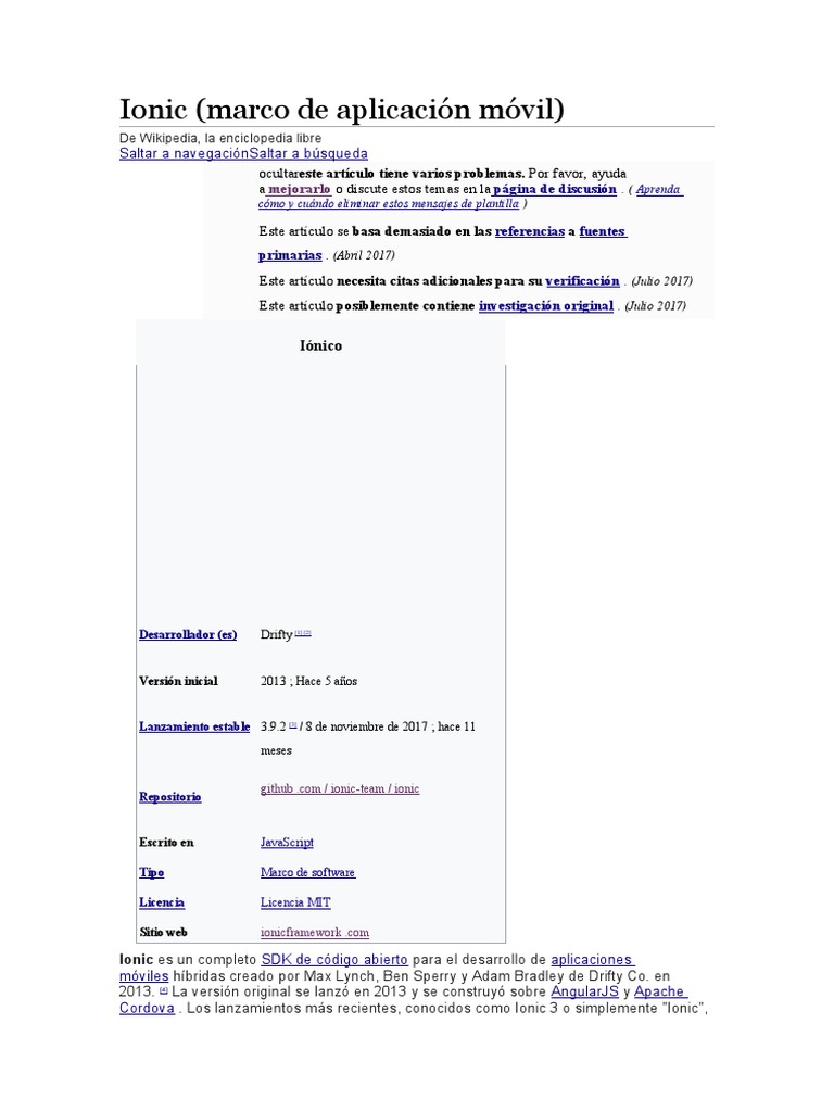 Ionic Caracteristicas Programación Móvil | PDF | Software de la ...
