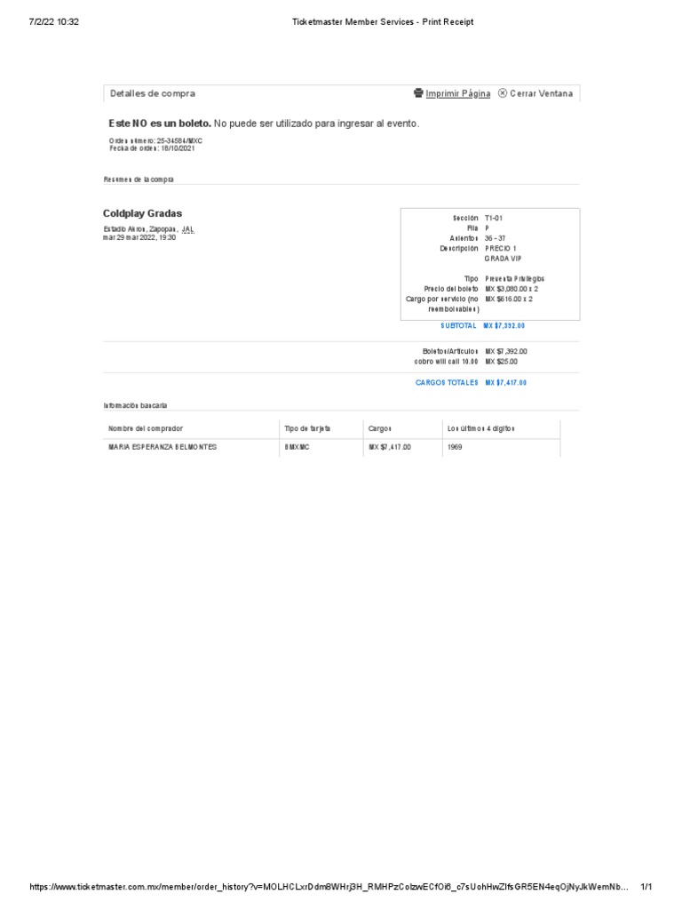 Ticket Master Coldplay | PDF