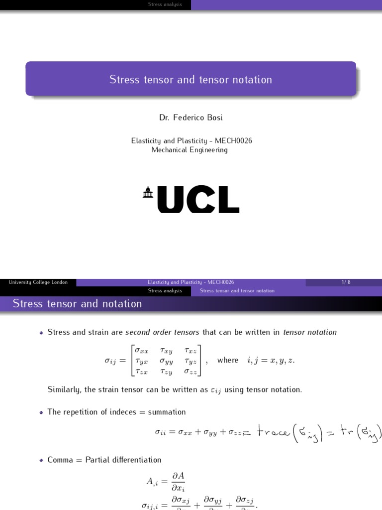 Stress tensor notation | PDF | Stress (Mechanics) | Elasticity (Physics)