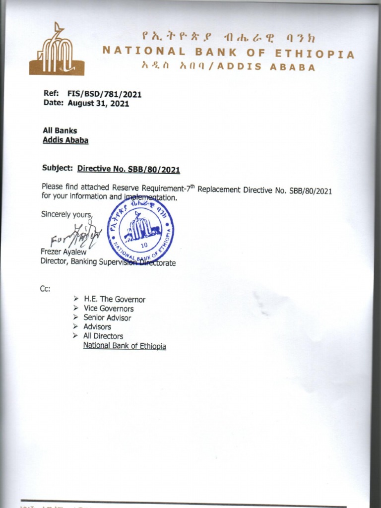 SBB-80-2021 - Reserve Requirement - 7th Replacement - August 31, 2021 | PDF