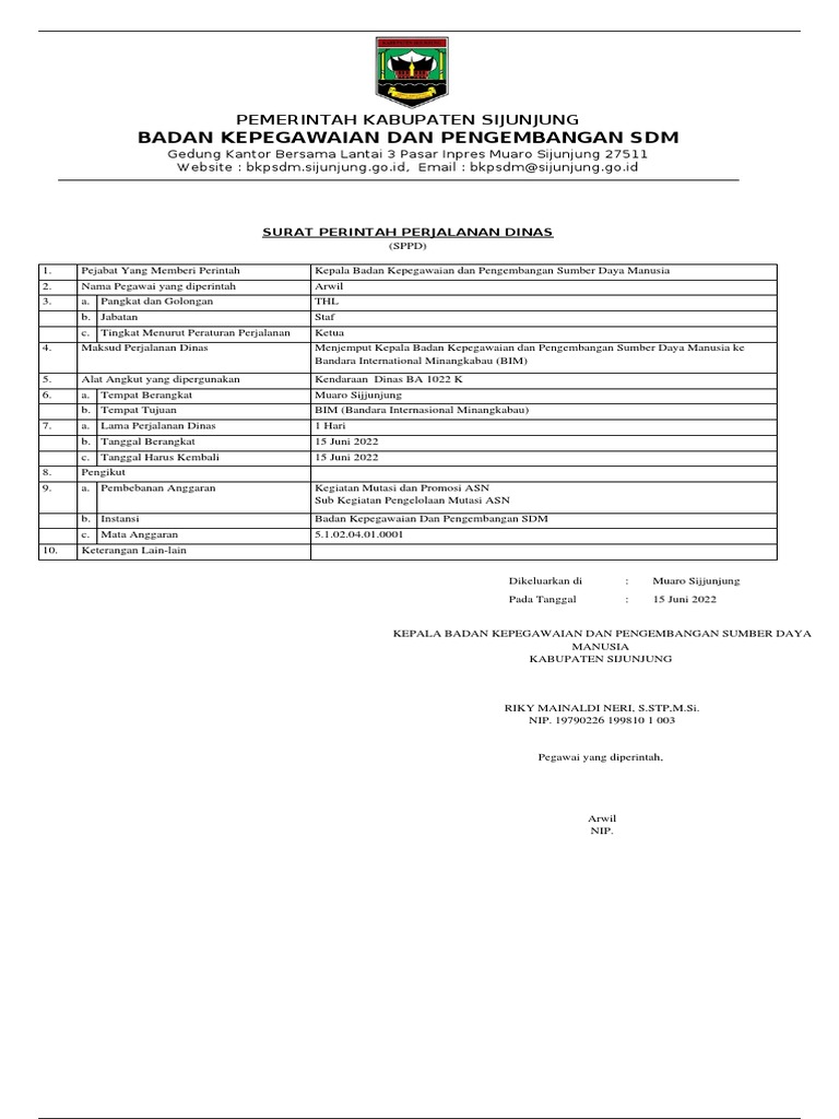 SPPD Belakang - Backup | PDF