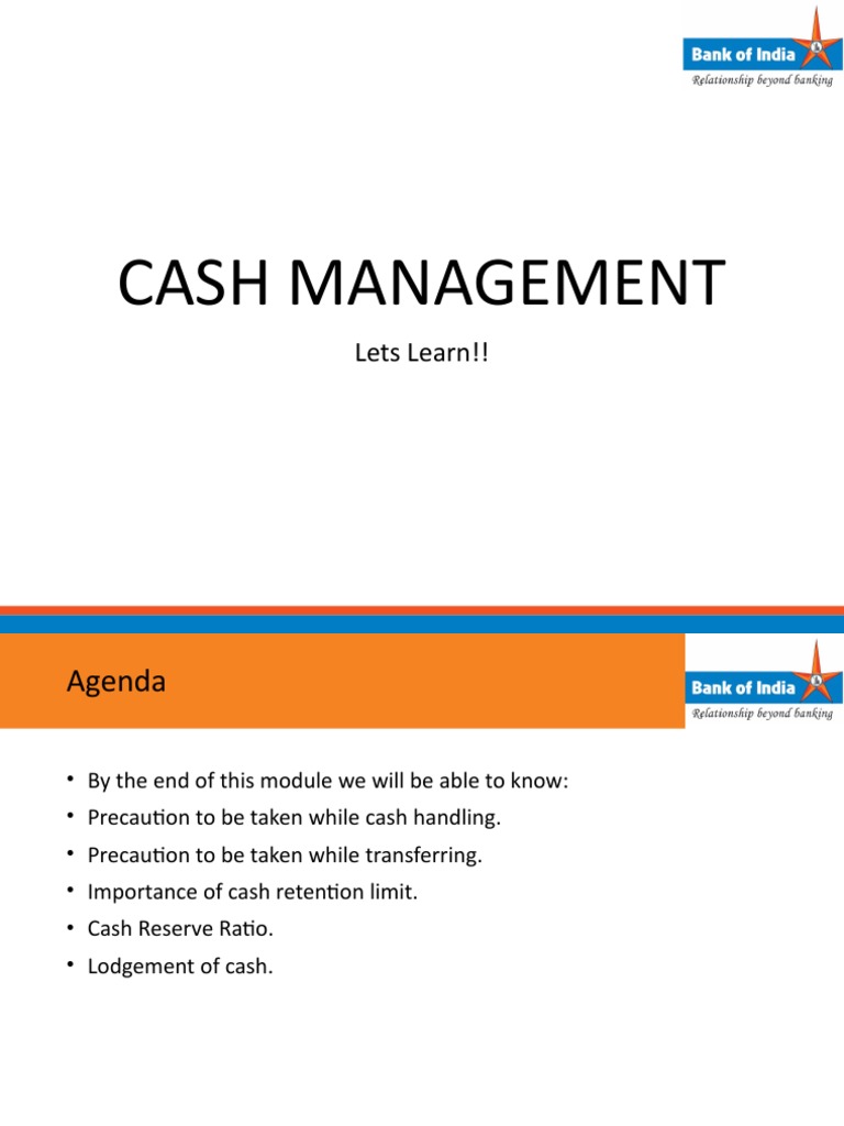 Cash Management Final | PDF | Reserve Bank Of India | Cheque