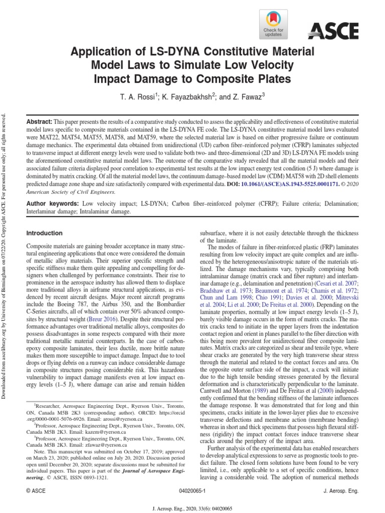 Application of LS-DYNA Constitutive Material Model Laws To Simulate Low ...