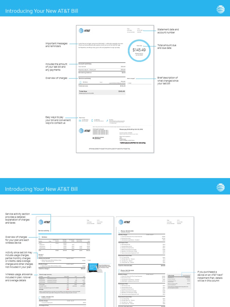 Wireless Sample Bill Guide | PDF | Fee | At&T Mobility