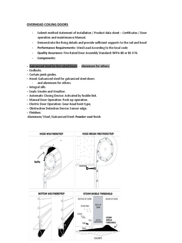 Overhead Coiling Door Installation Details | PDF | Door | Building ...