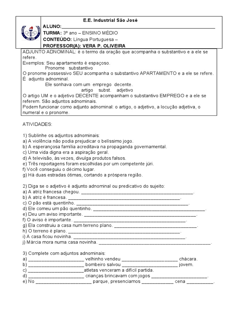 Adjunto Adnominal | PDF