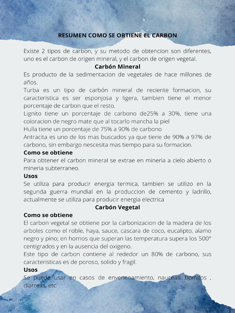 Resumen Como de Obtiene El Carbón | PDF