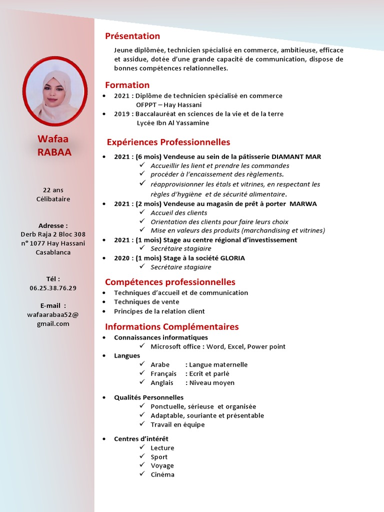 CV Wafaa Rabaa 2022 | PDF