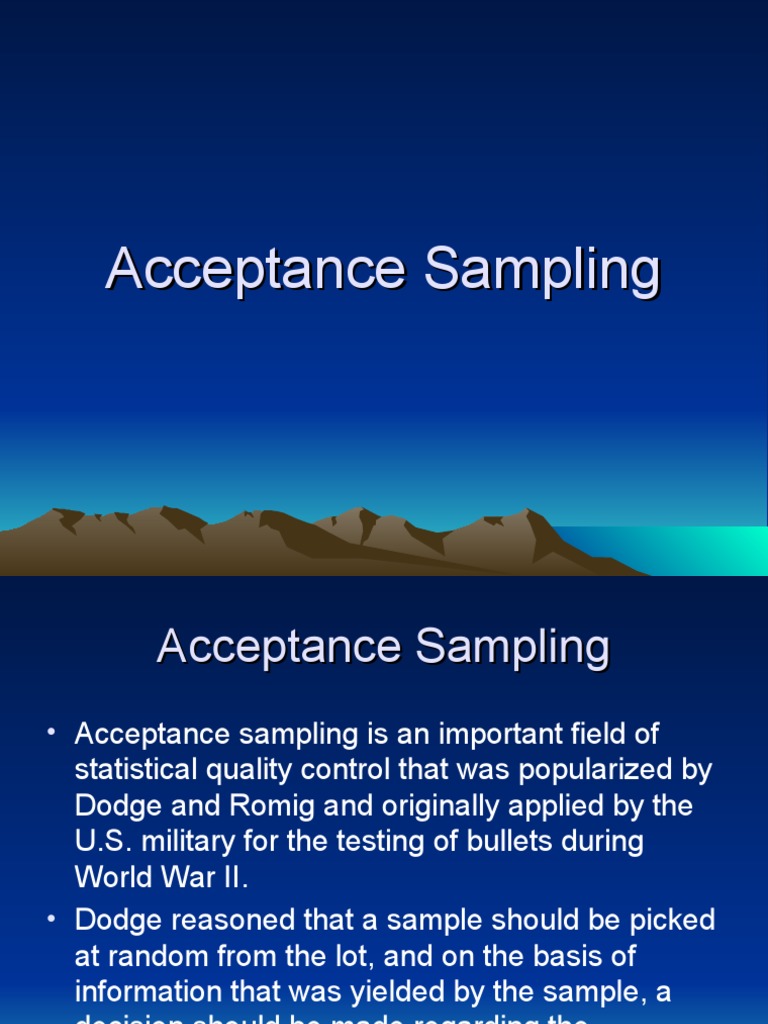 Acceptance Sampling | PDF | Sampling (Statistics) | Probability And Statistics