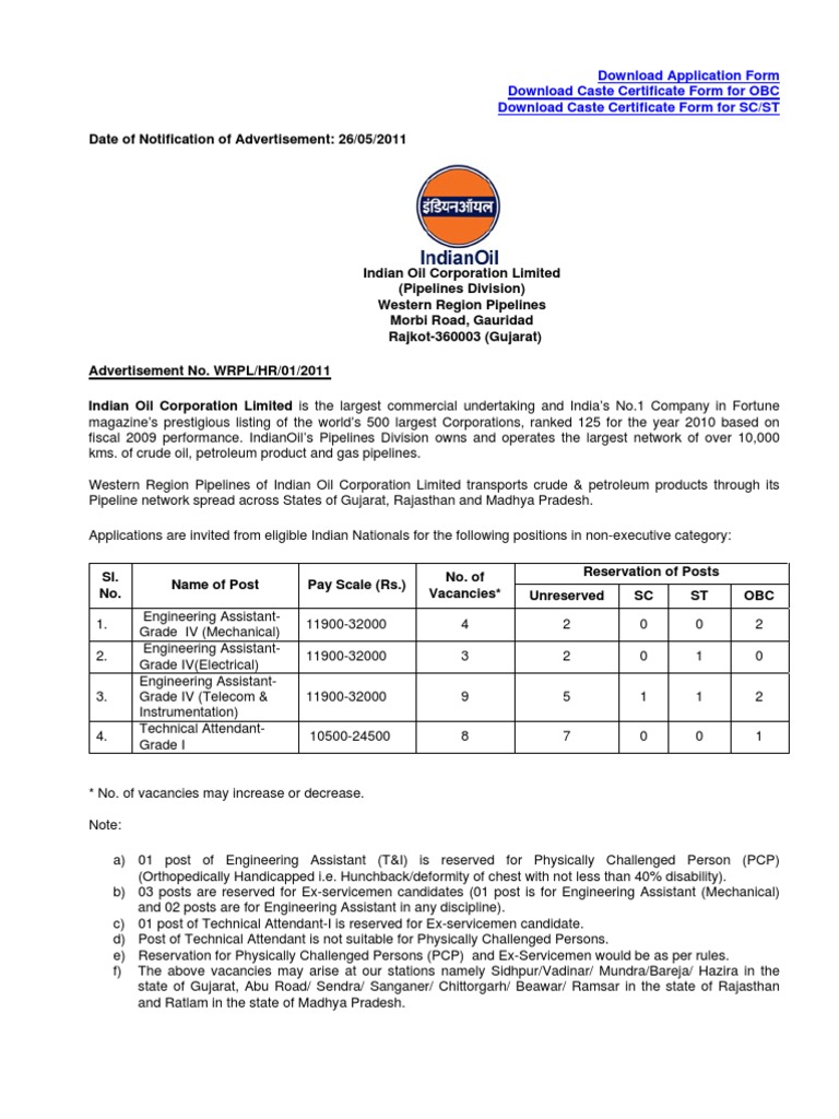Application Form Download Caste Certificate Form For OBC Download Caste ...