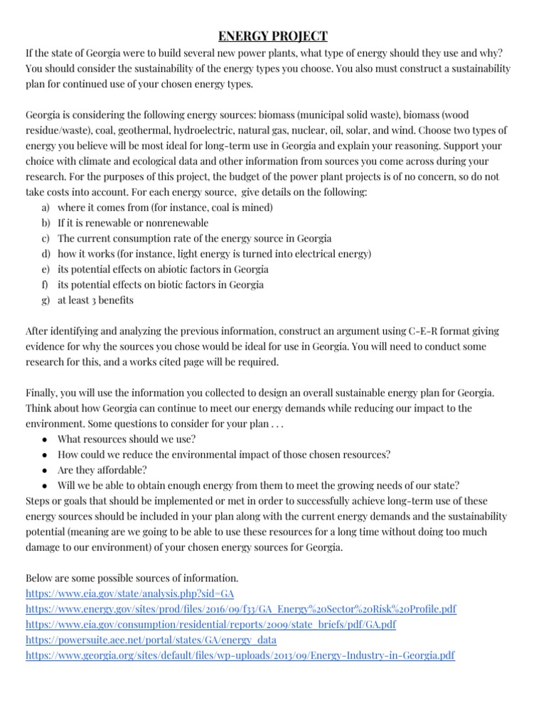 Energy Project Rubric | PDF | Energy Development | Power Station