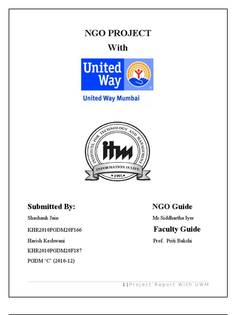 Ngo Project Report-Shashank Jain PGDM (2010-12) 166 | PDF | Non ...