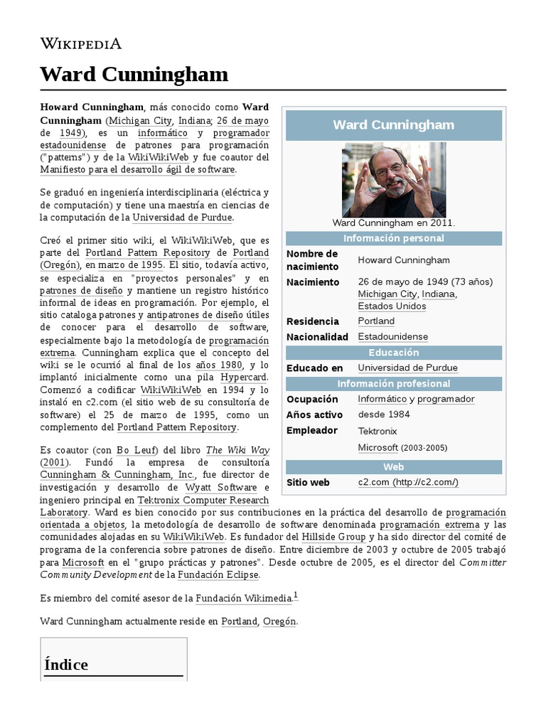 Ward Cunningham | PDF | Informática | Ingeniería de software