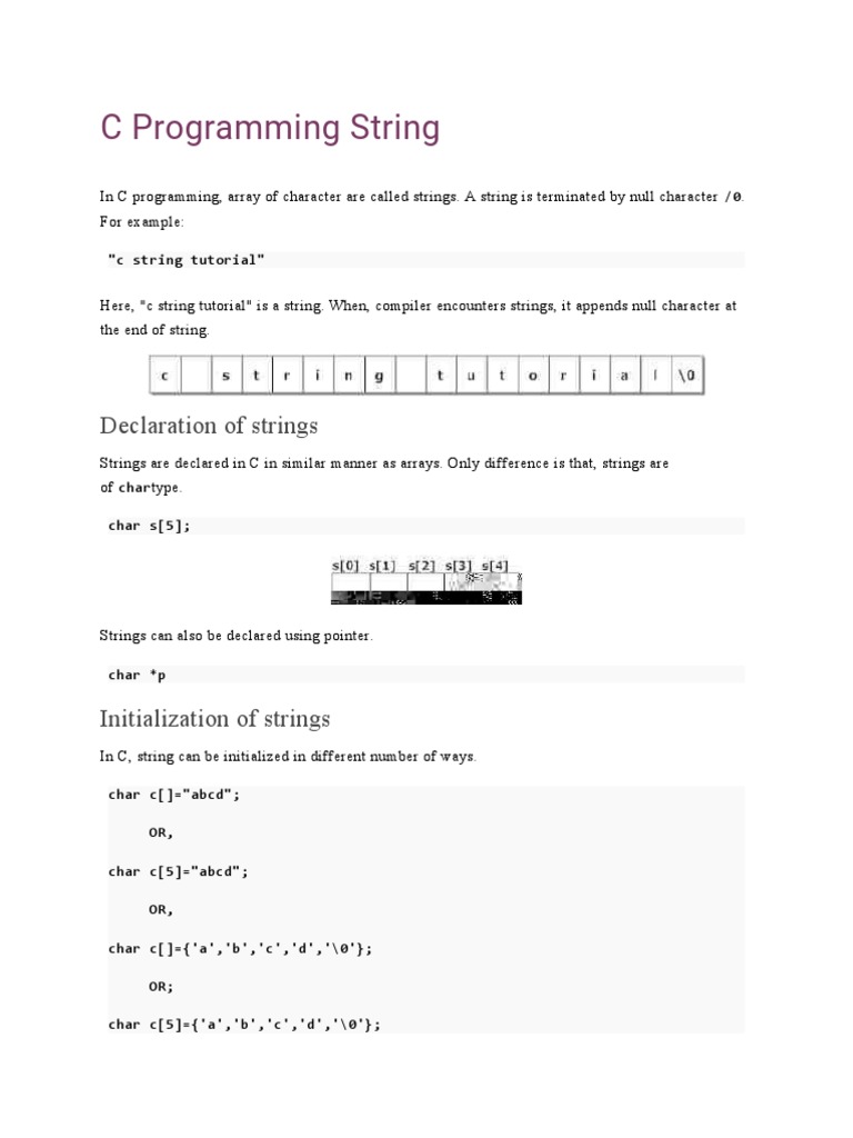 C Programming String | PDF | String (Computer Science) | Pointer ...