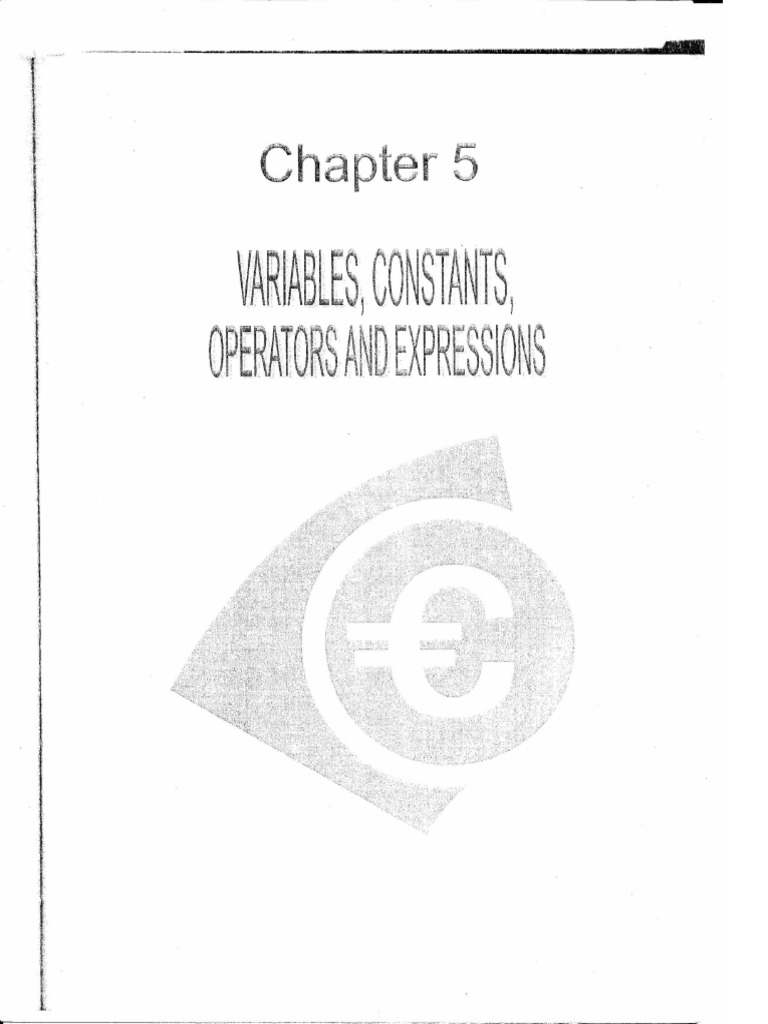 C5 - Variables, Constants, Operators and Expressions | PDF