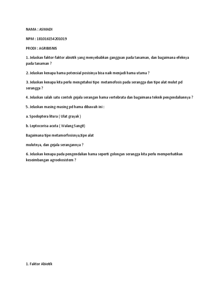 Asmadi - Uts Dasar Perlindungan Tanaman Wps | PDF | Sains & Matematika