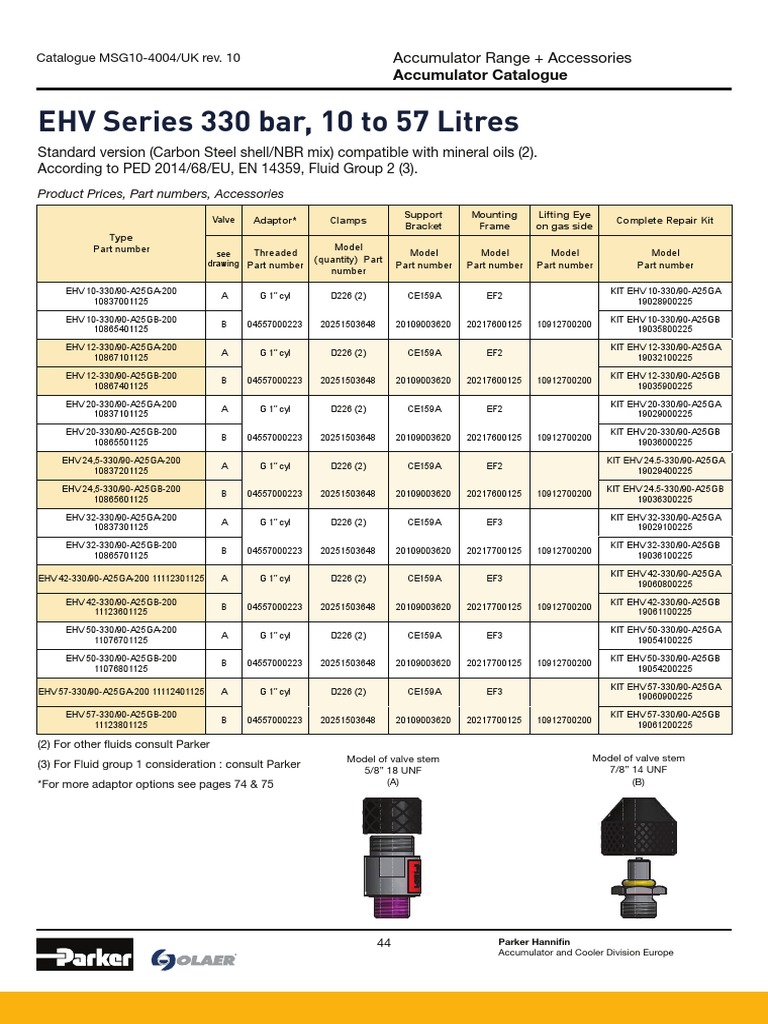 EHV Series 330 Bar, 10 To 57 Litres | PDF | Chemistry | Equipment