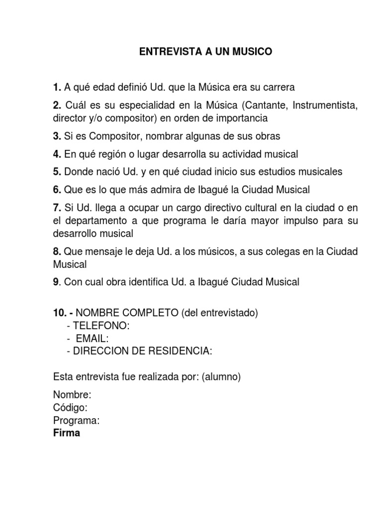 Entrevista A Un Musico | PDF | Las artes escénicas