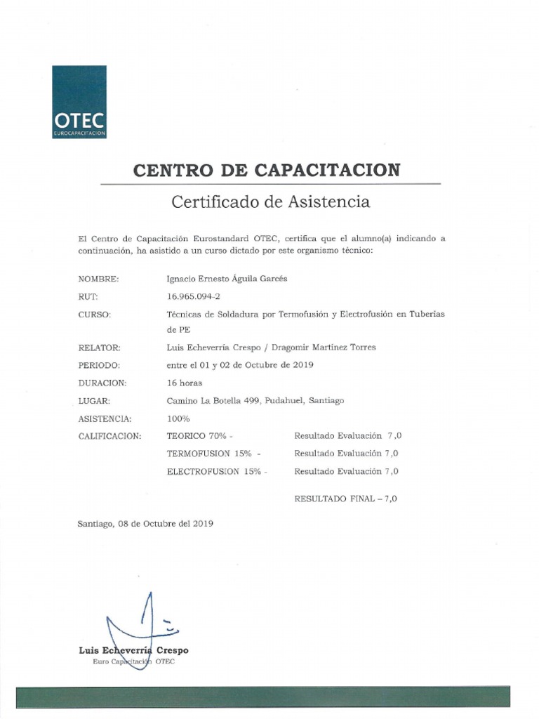 Certificado de Asistencia | PDF