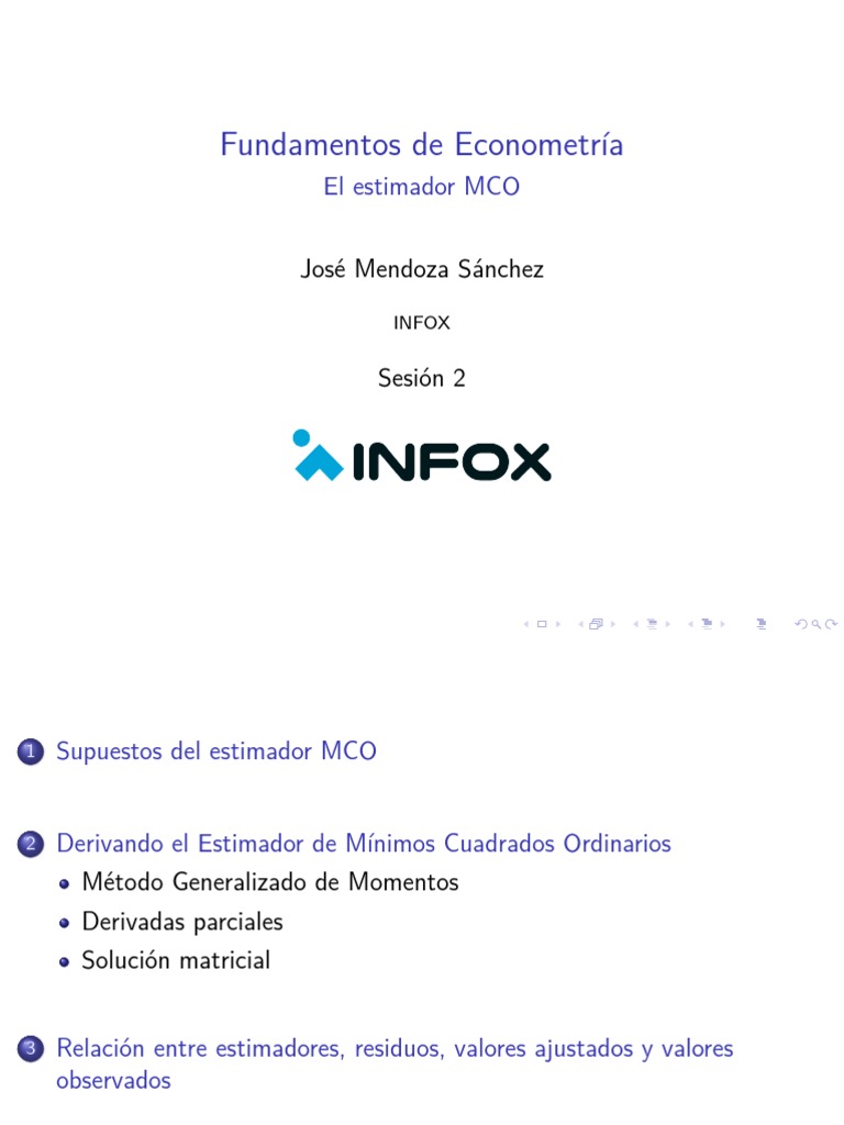 El Estimador de Mínimos Cuadrados Ordinarios (Mco) | PDF | Mínimos cuadrados ordinarios ...