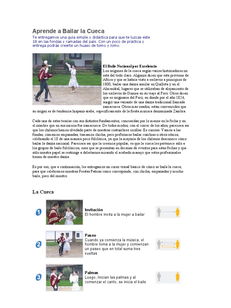 Aprende A Bailar La Cueca Chilena | PDF | Entretenimiento (general)