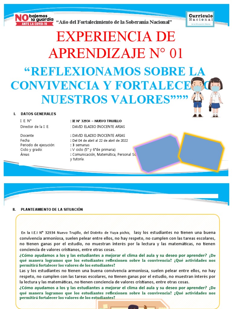 Experiencia De Aprendizaje N 01 Daa Pdf Aprendizaje Estadísticas