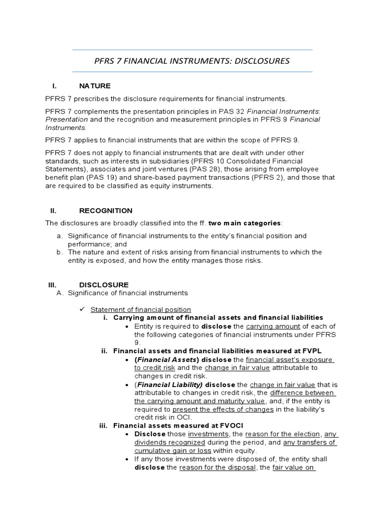 Pfrs 7 Financial Instruments Disclosures | PDF