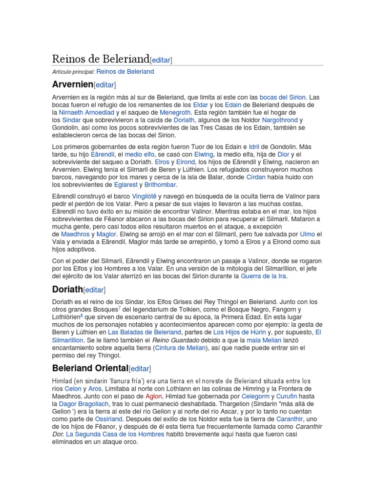 Reinos de Beleriand y Arvernien | PDF | Universos ficticios | Mundos de ...