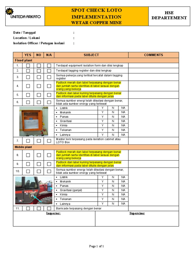 Spot Check LOTO Implementation | PDF