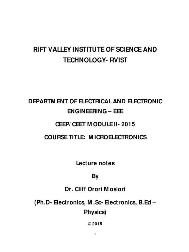 Microelectronics Lecture Notes Rift Vall | PDF | Central Processing ...