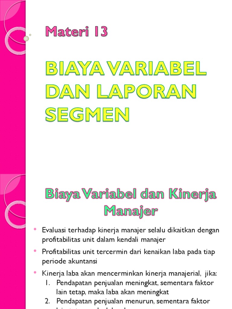 Biaya Variabel dan Laporan Segmen | PDF