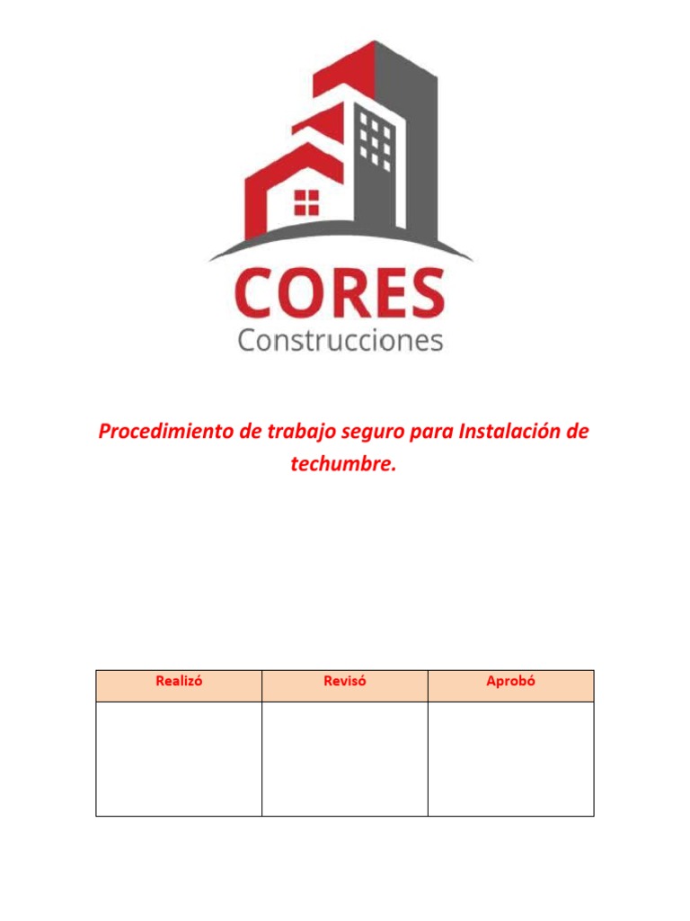 Procedimiento de Instalación de Techumbre | PDF | Andamio | Seguridad y salud ocupacional