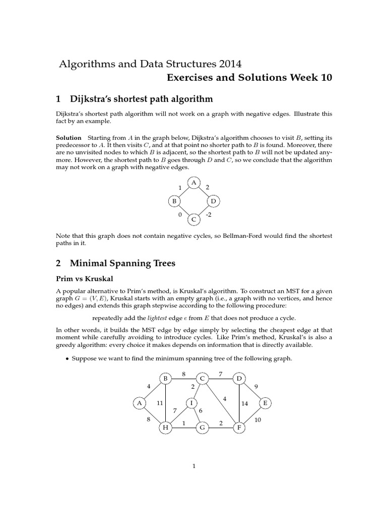 Graphs: Prim, Bellman-Ford, Floyd-Warshall. Solutions | PDF | Theoretical Computer Science ...