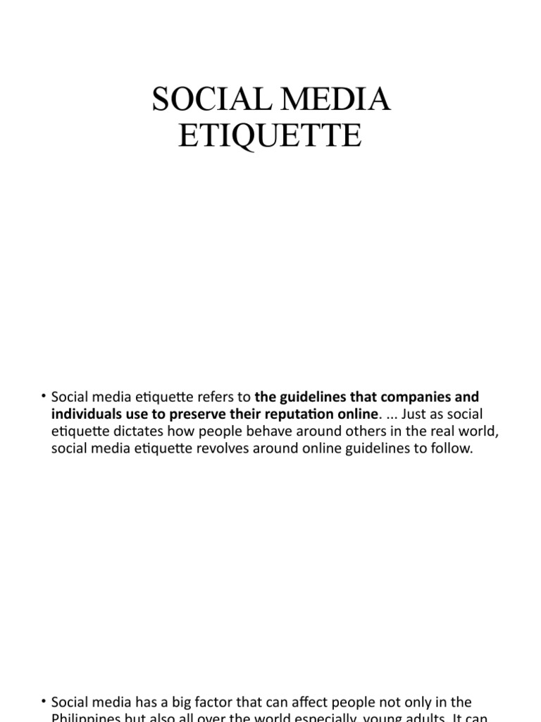 Social Media Etiquette | PDF | Popular Culture & Media Studies | Social ...