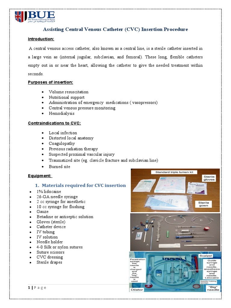 Assisting Central Venous Catheter (CVC) Insertion (Procedure1) | PDF ...