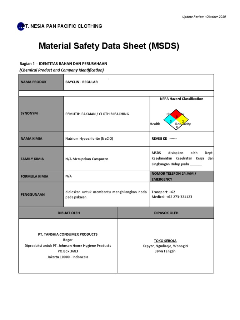 MSDS Bayclin | PDF