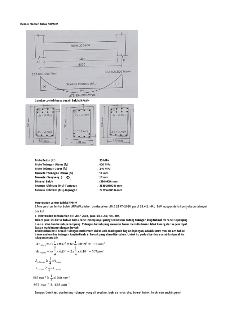 Desain Elemen Balok SRPMM | PDF
