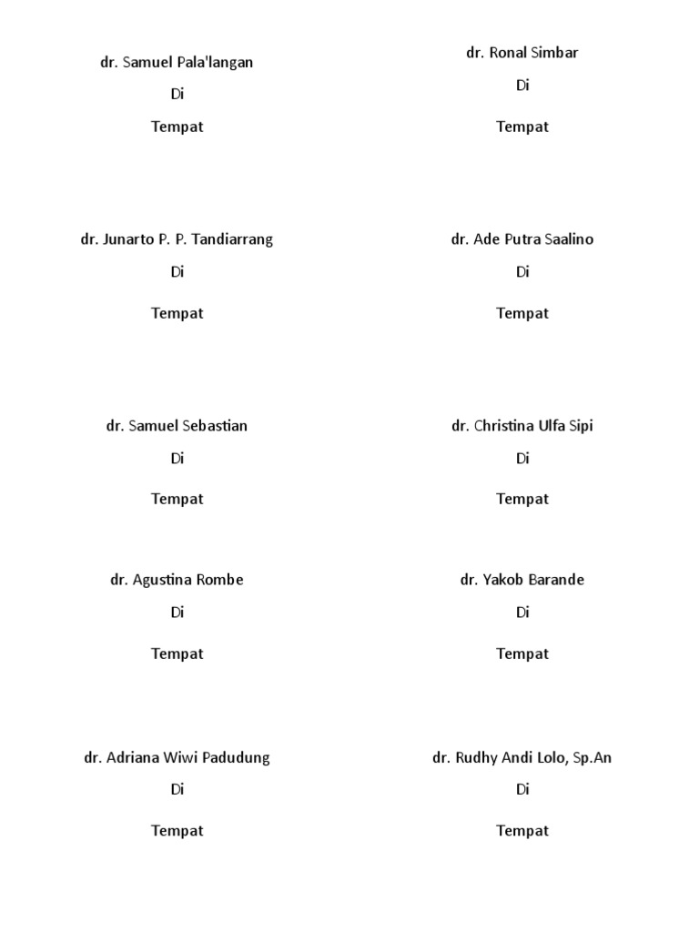Ukuran dan Format Label Undangan | PDF