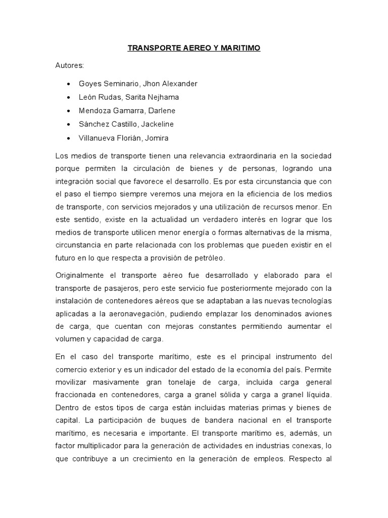 Transporte Aereo y Maritimo | PDF | Transporte | Perú