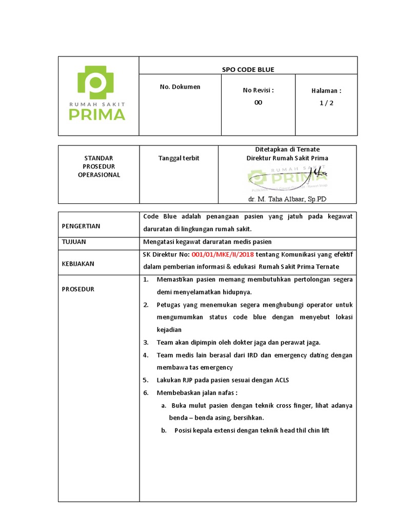 Sop Code Blue | PDF