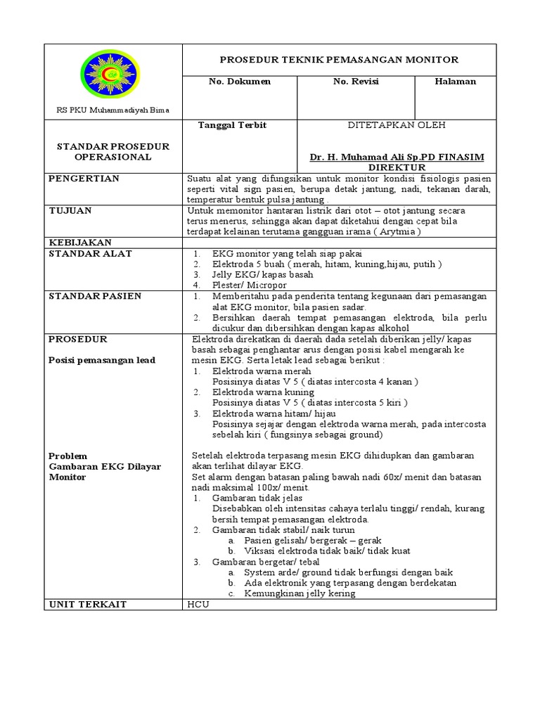 Sop Prosedur Pemasangan Monitor | PDF