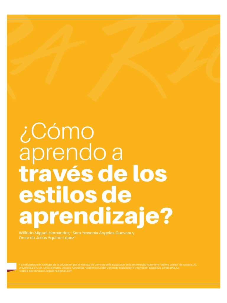 ¿Cómo Aprendo A Través de Los Estilos de Aprendizaje? | PDF ...