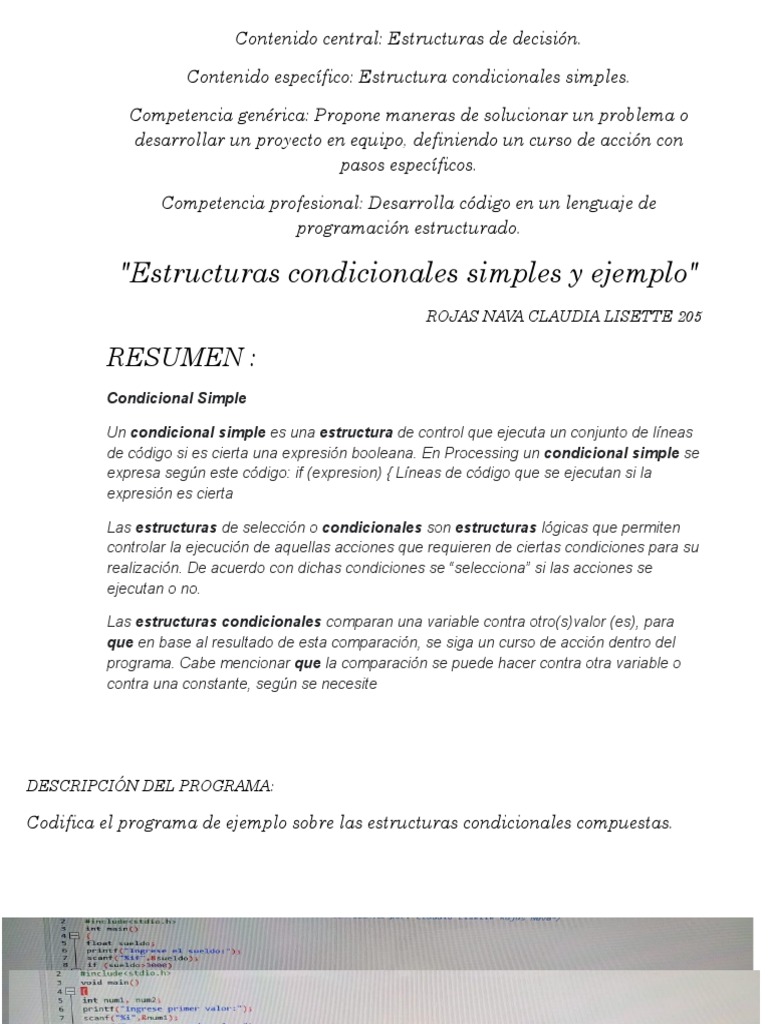 Estructuras condicionales simples: ejemplos y aplicaciones básicas ...