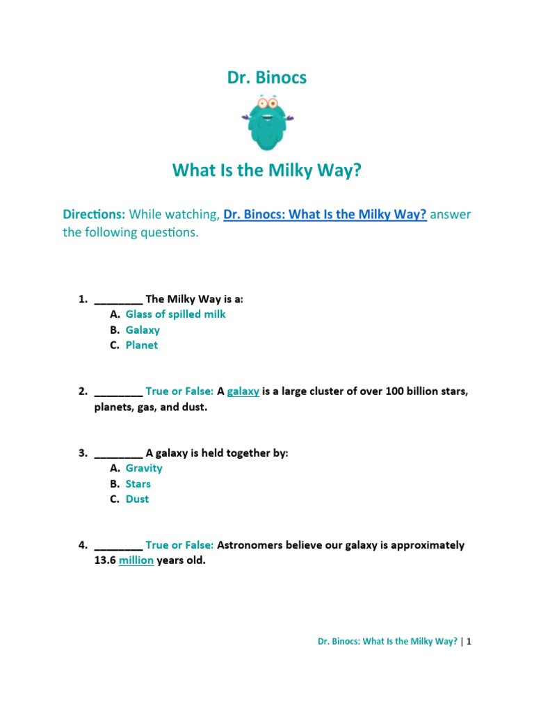 Dr. Binocs: Directions: While Watching | PDF