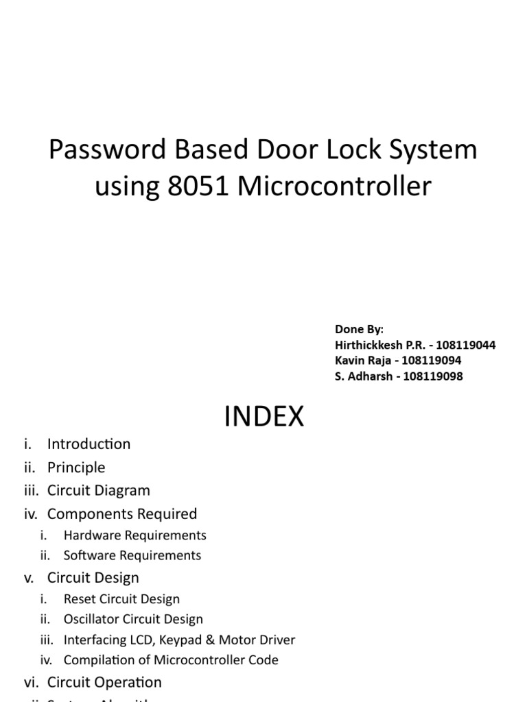 Password Based Door Lock System Using 8051 Microcontroller | PDF | Electrical Network | Capacitor